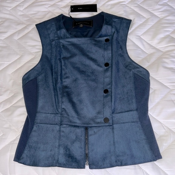BCBGMaxAzria | Tops | New Bcbg Maxazria Carbon Blue Vest With Back ...